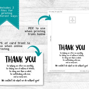 Office Thank You Card, Administrative Professionals Day Card, Staff ...