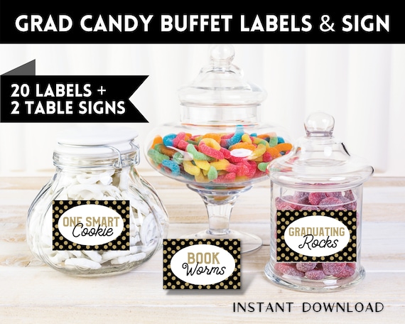 Graduation Candy Labels Graduation Sweet Table Candy Buffet | Etsy