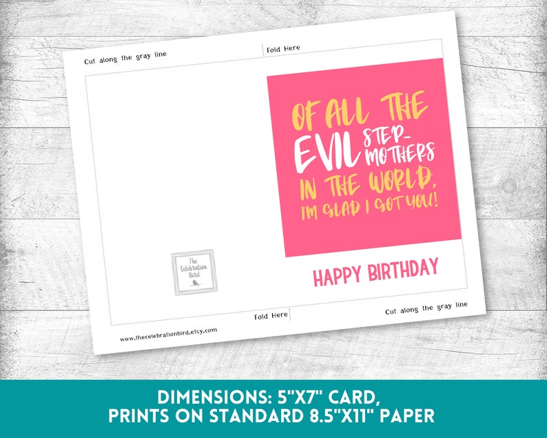 Evil Stepmother Birthday Card Step Mom Birthday Card Stepmom Birthday
