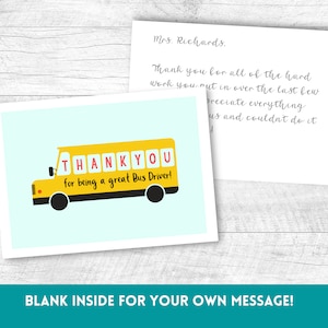 Bus Driver Thank You Card, Bus Driver Appreciation, School Bus Driver ...