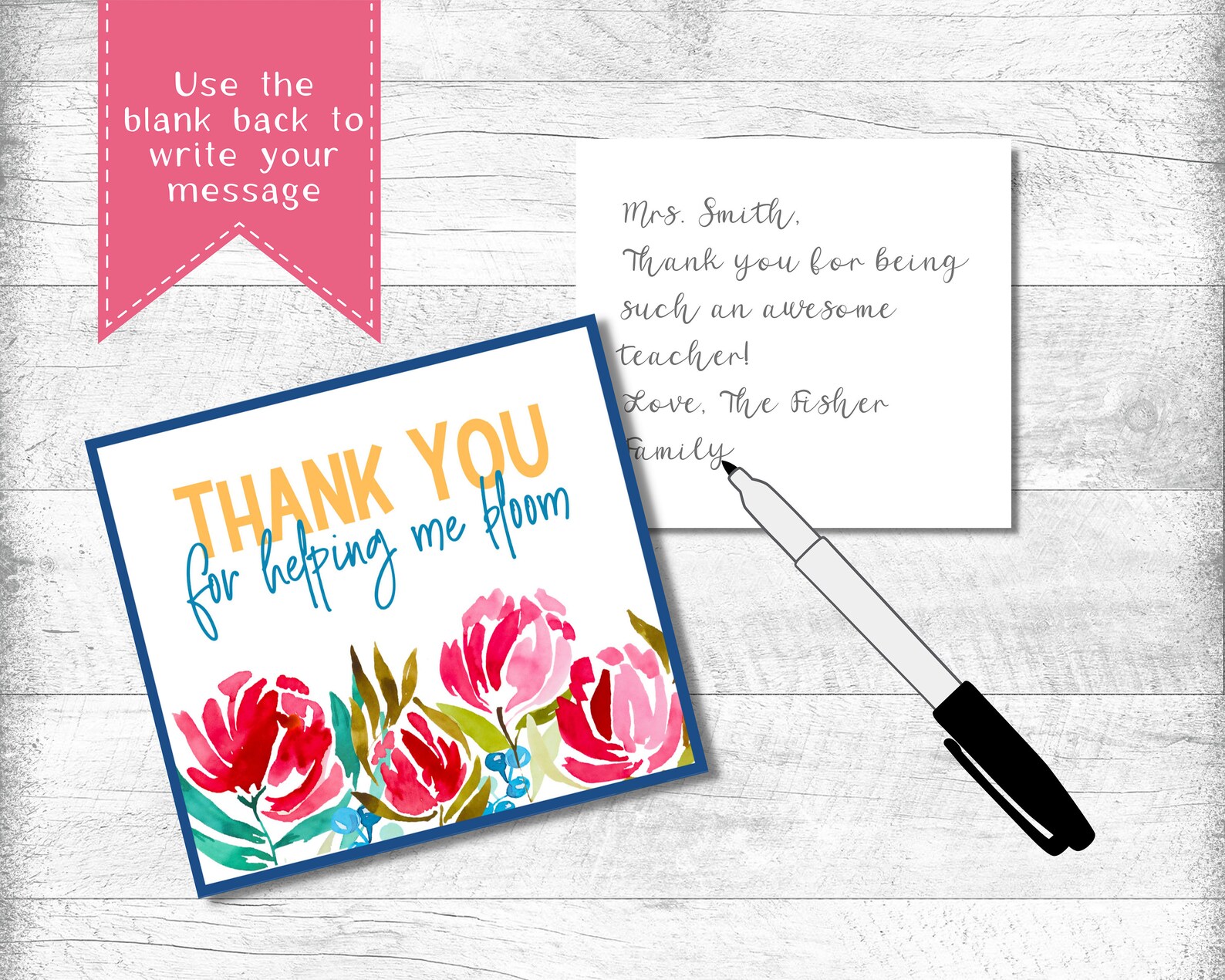 Thank You for Helping Me Bloom Gift Tag, Teacher Appreciation Printable ...