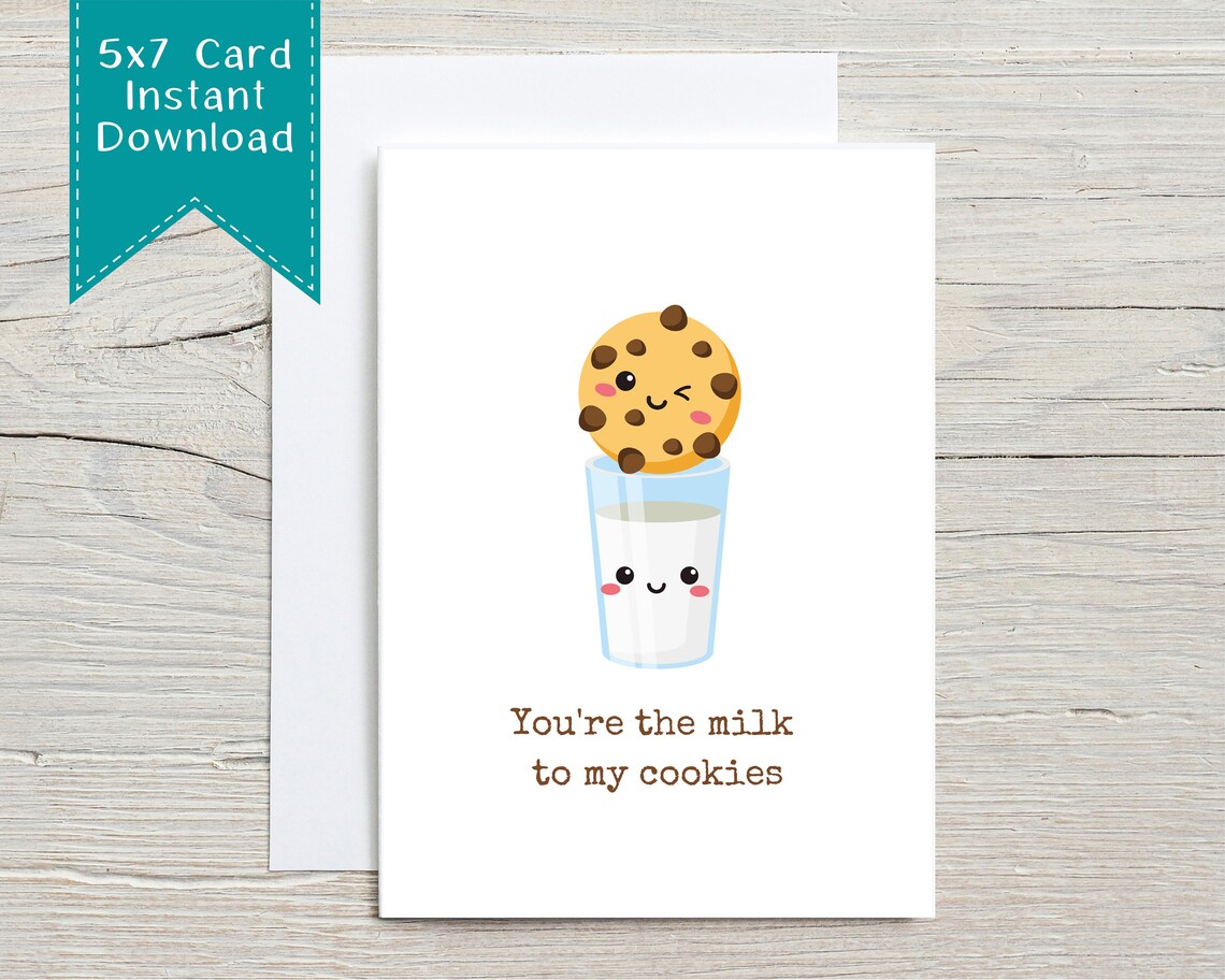 Milk & Cookies You're the Milk Card Funny Valentine Card | Etsy