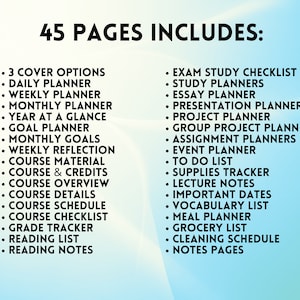 Blue Student Planner, Student Planner Printable, College Student ...