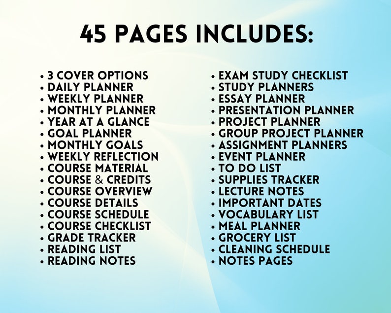 Blue Student Planner, Student Planner Printable, College Student ...