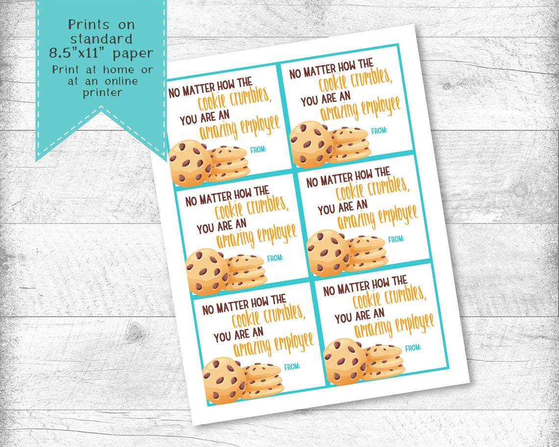 No Matter How the Cookie Crumbles Gift Tag, Administrative Day Gift ...