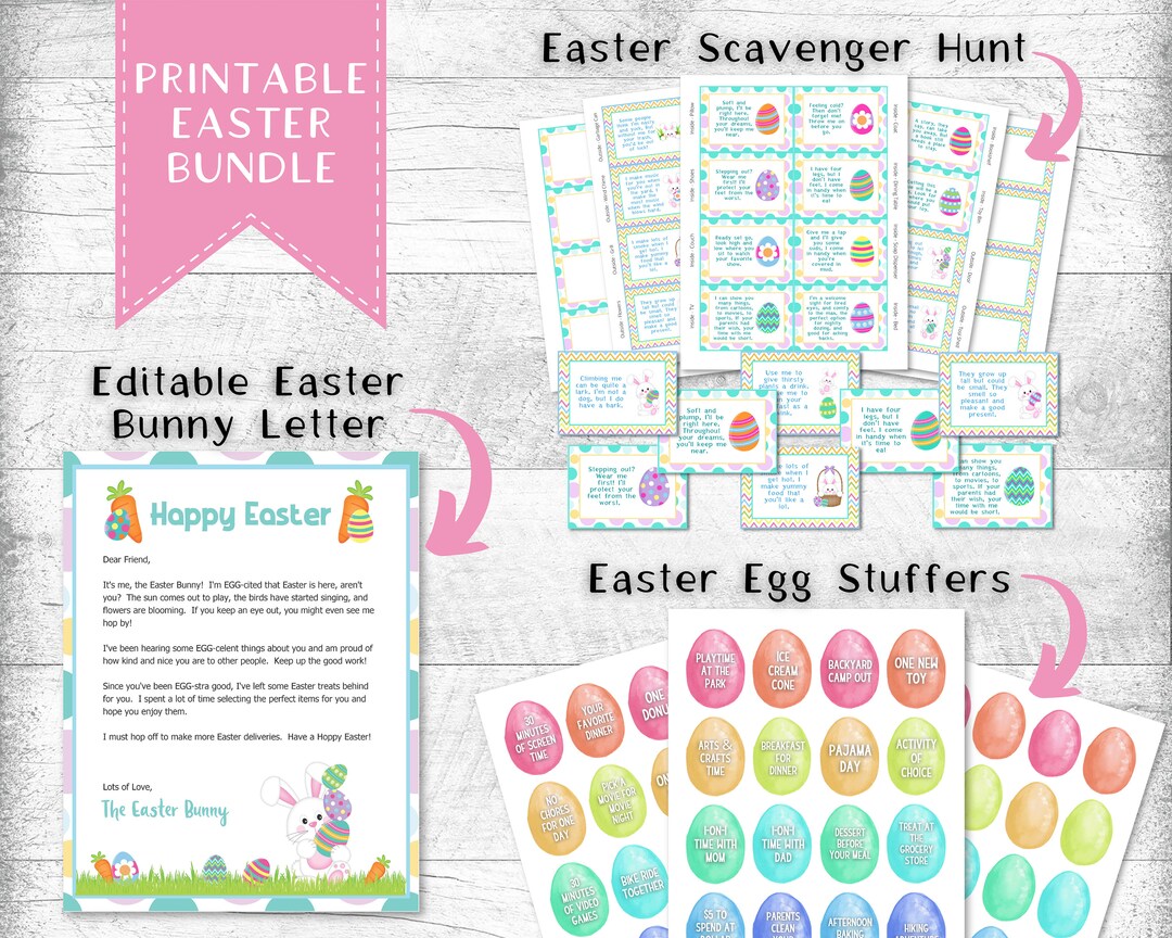 Printable Easter Bundle, Easter Basket Stuffers, Easter Bunny Letter ...