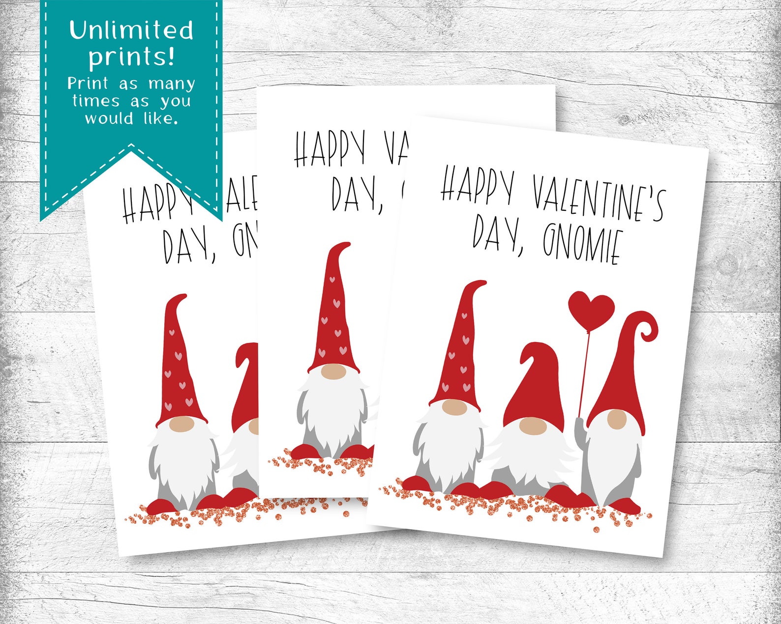 Printable Valentine Gnome Card, Funny Valentine Card, Happy Valentines ...
