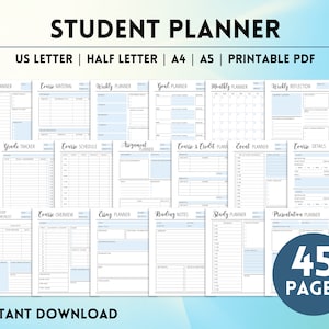 Blue Student Planner, Student Planner Printable, College Student ...