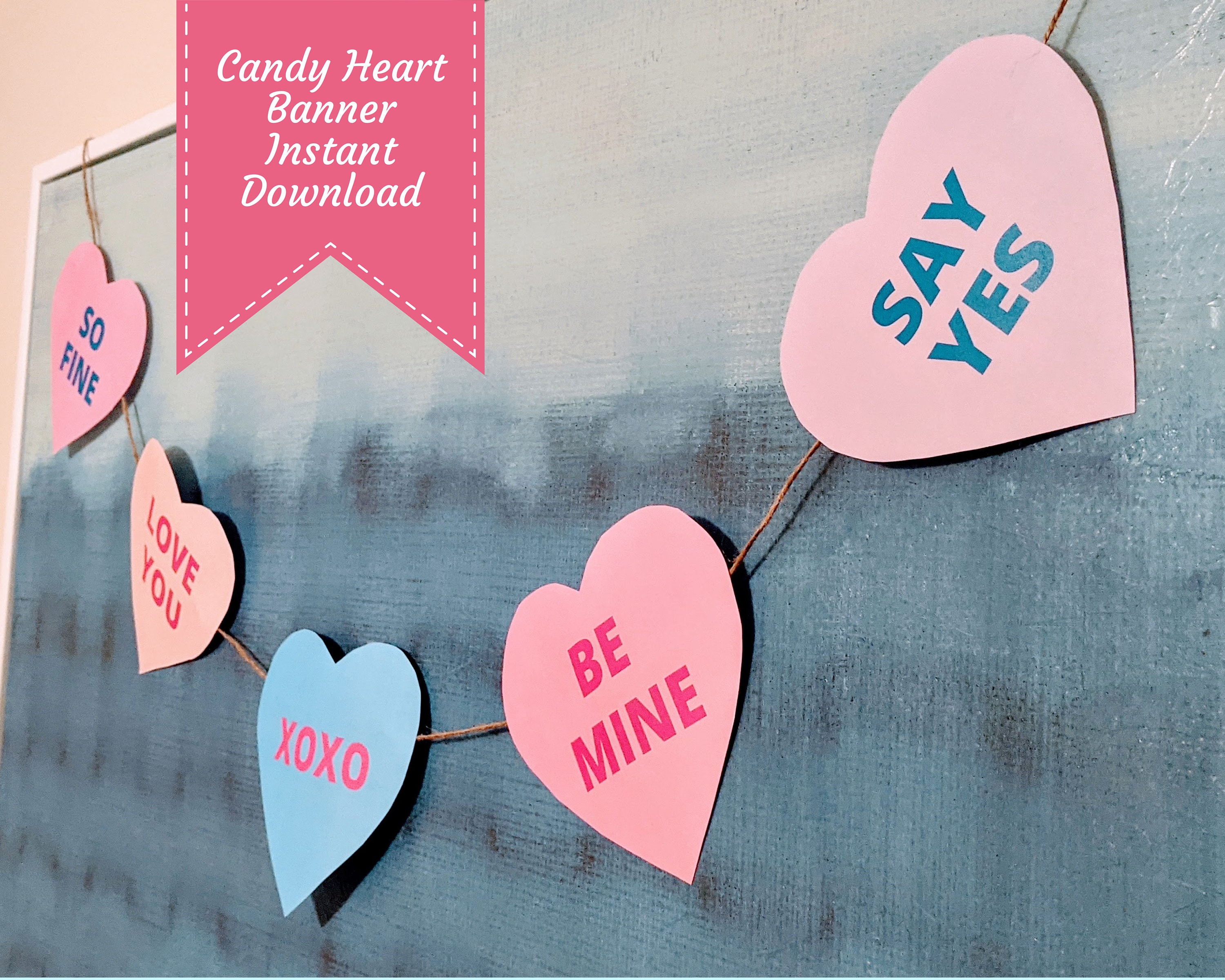 Candy Heart Banner | Valentines Day Printable Banner | Galentines Day ...