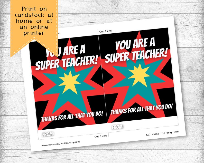 Teacher Appreciation Gift Card Holder, Super Teacher, End of Year ...