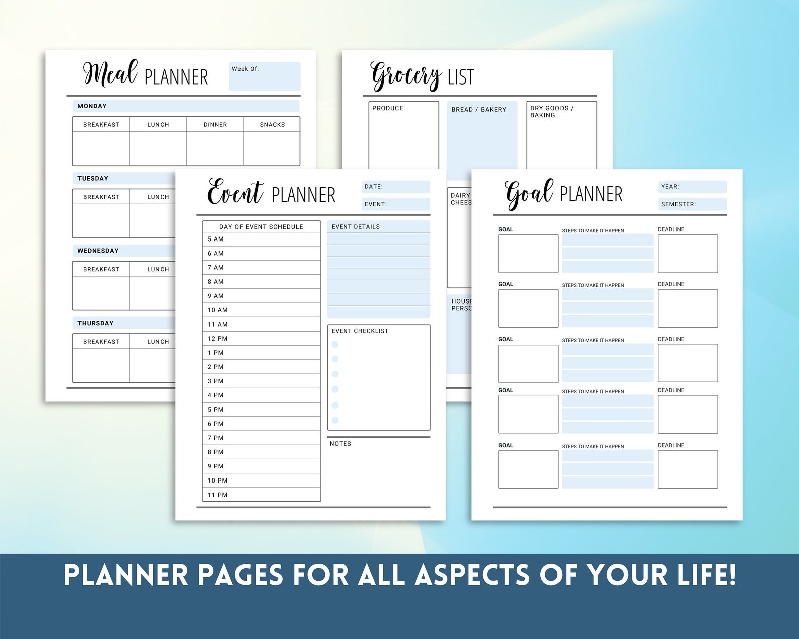Blue Student Planner, Student Planner Printable, College Student ...