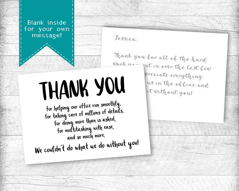 Office Thank You Card, Administrative Professionals Day Card, Staff ...