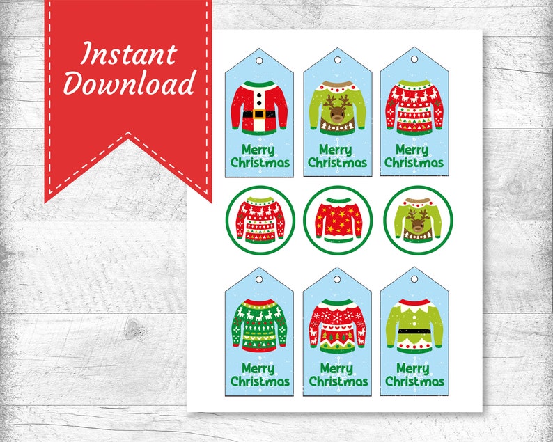 Printable Christmas Gift Tags DIY Christmas Tag Merry Christmas Label ...