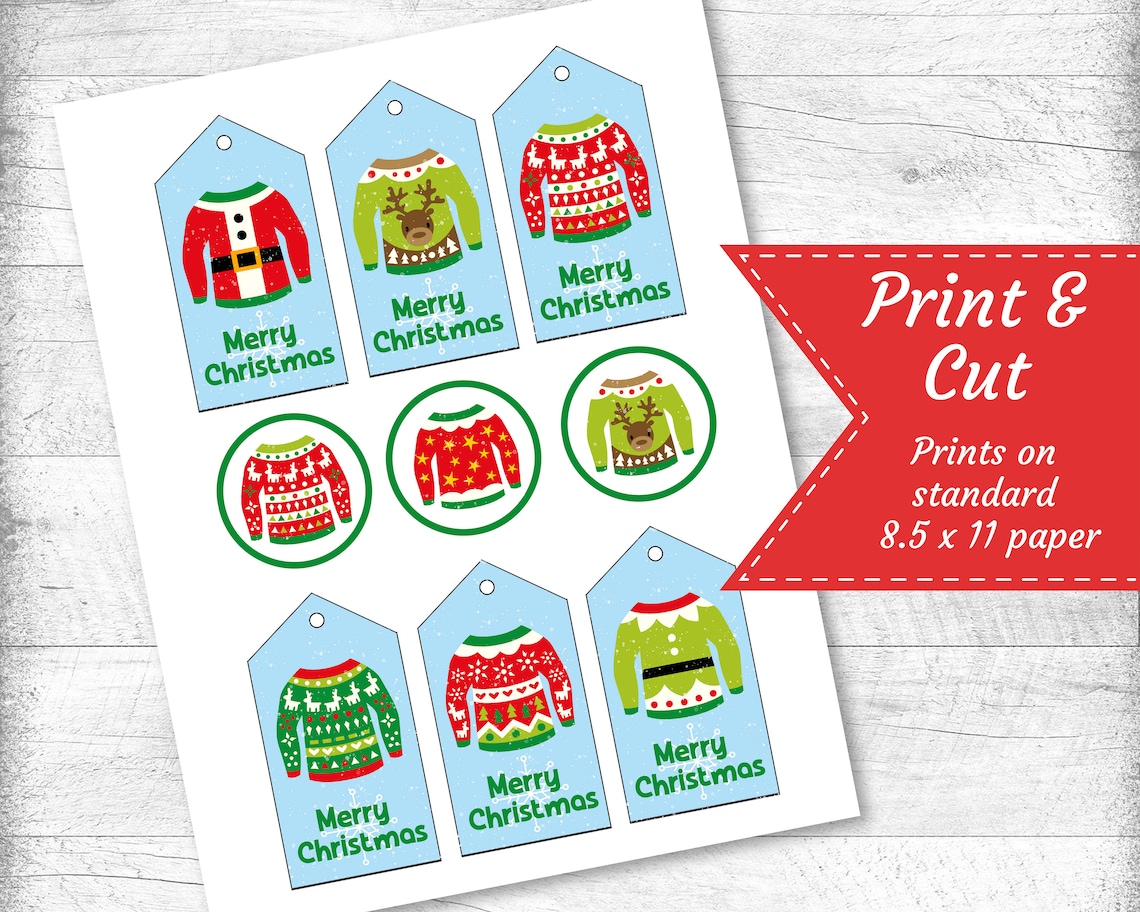 Printable Christmas Gift Tags DIY Christmas Tag Merry Christmas Label ...