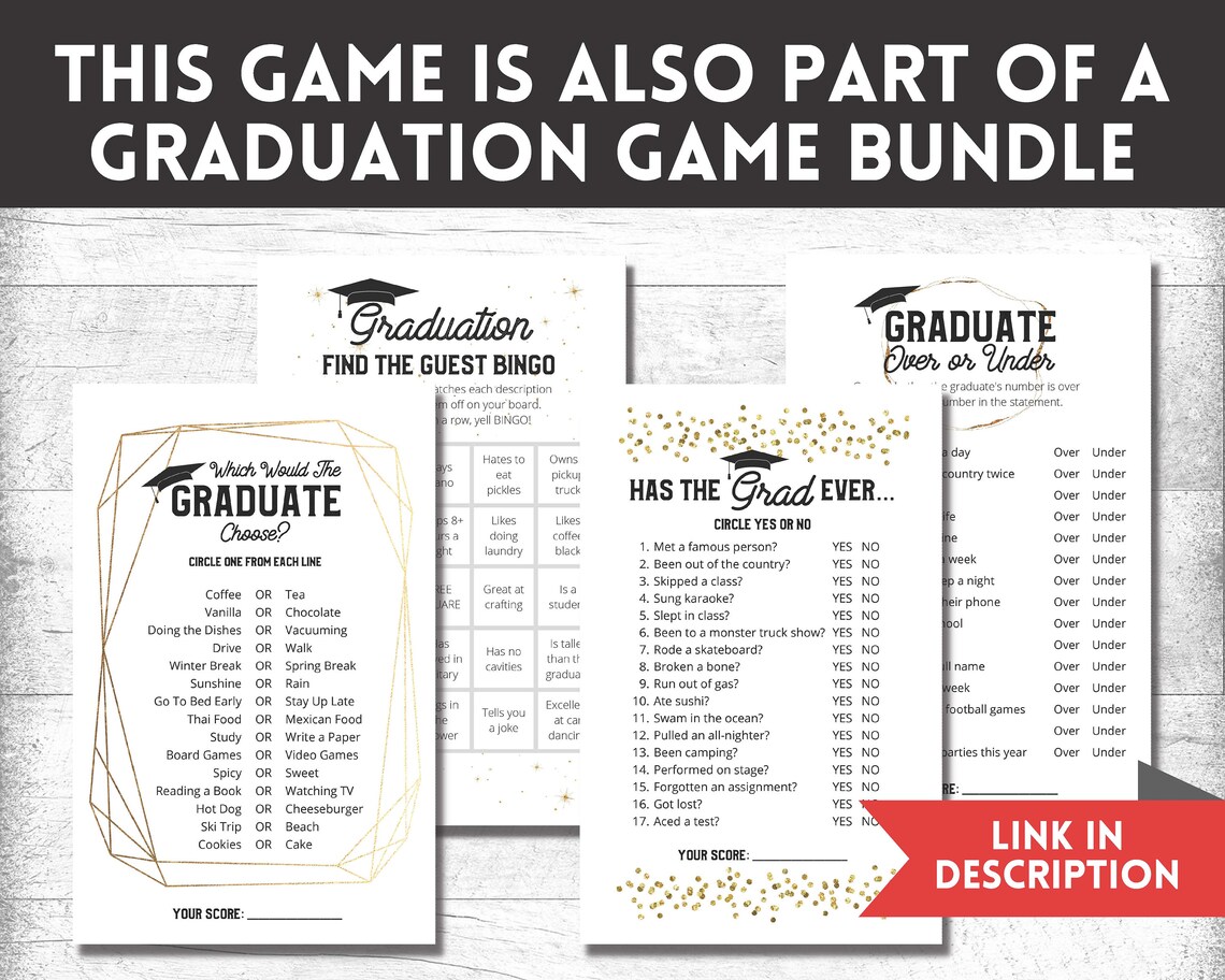 Graduation Party Game, Has the Graduate Ever Party Game, Graduation ...