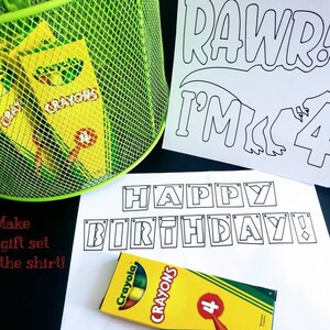 Birthday: RAWR I'm 4 Coloring Card Add-on - Etsy