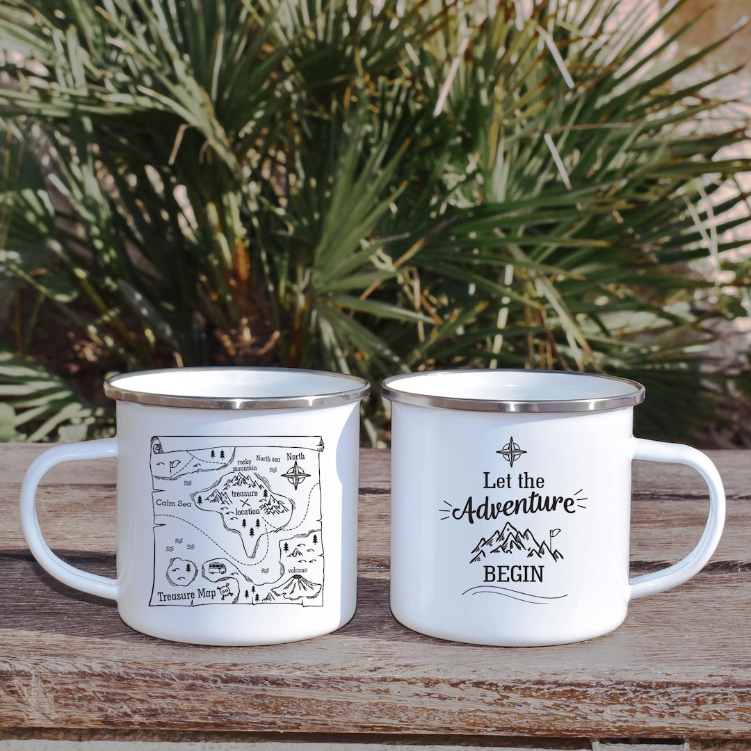 Adventure Camping Mug, Treasure Map Camping Mug, Enamel Adventure Mug ...
