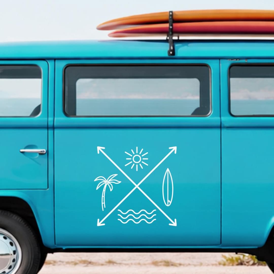 Surf Car Decal, Camper Stickers, Van Stickers, RV Decals, Beach Car ...