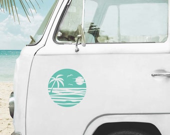 Tropical Pink Sunset Camper RV Motor Home Mural Vinyl Graphic Decal ...