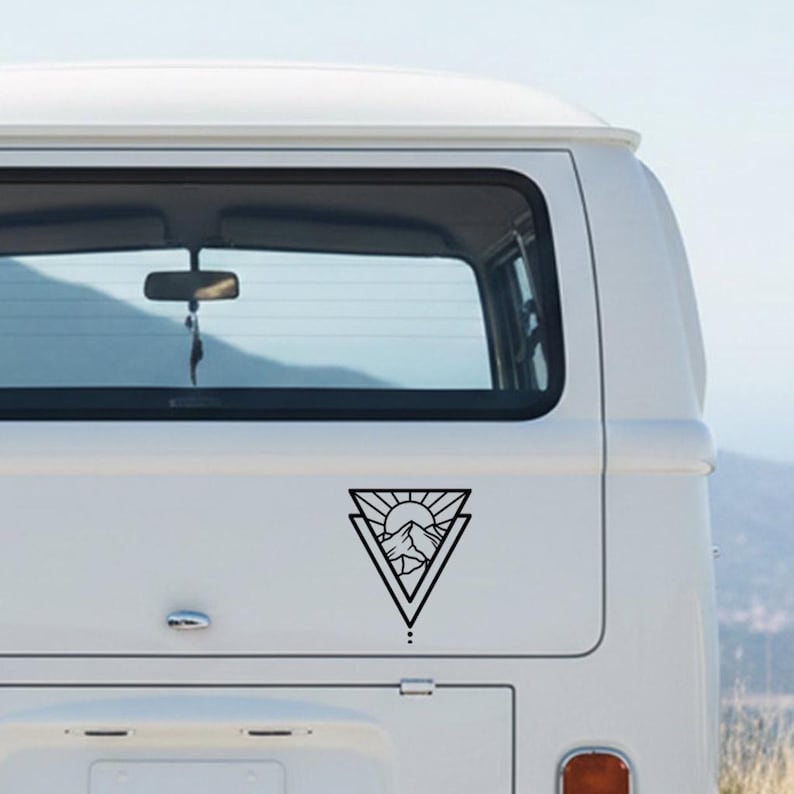 Camper Stickers, Van Stickers, Triangle Mountain Sun Rays Decal, Camper ...