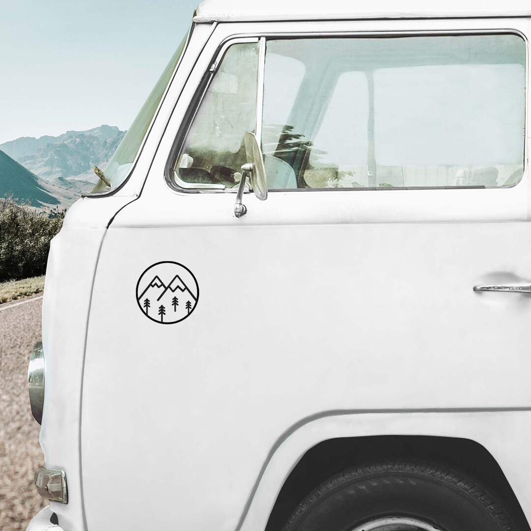 Mountain Car Sticker, Camper Stickers, Van Stickers, Mountain Trees ...
