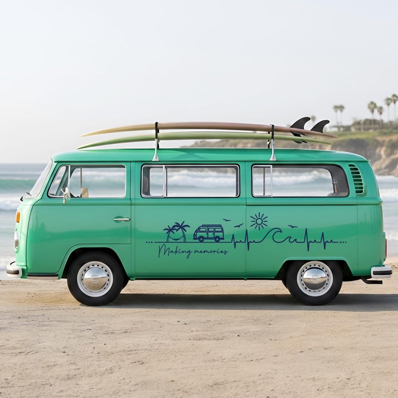 Camper Stickers, Van Stickers, Heartbeat Beach Ocean Decal, Van Life ...