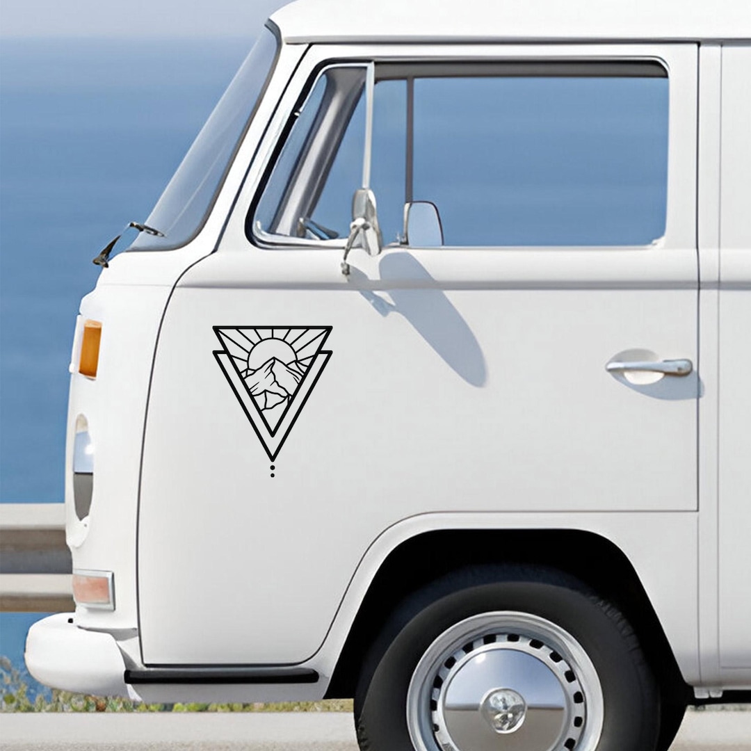 Camper Stickers, Van Stickers, Triangle Mountain Sun Rays Decal, Camper ...