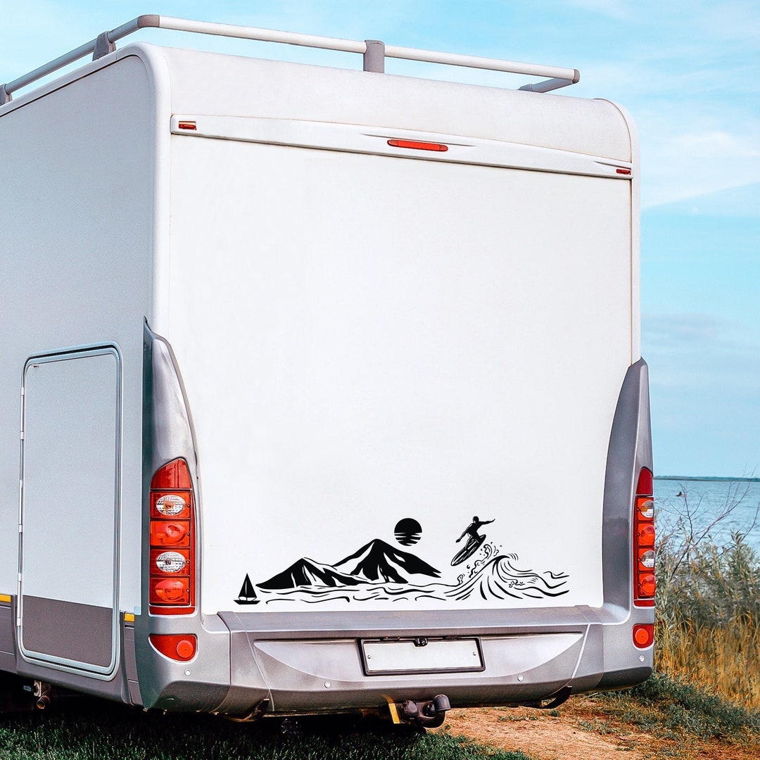 Camper Sticker, Van Sticker, Surfer Camper Decal, Mountain Wave Sticker ...