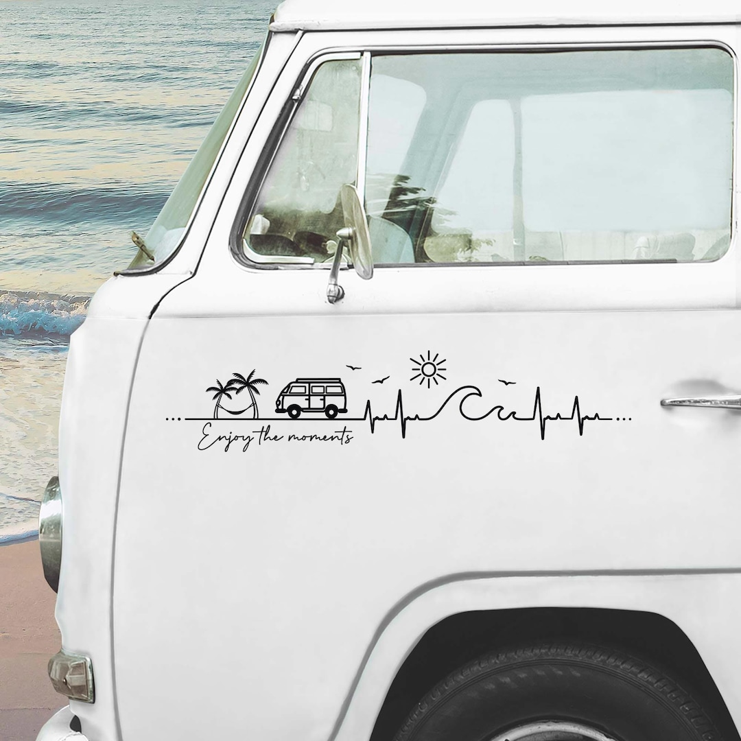 Camper Stickers, Van Stickers, Heartbeat Beach Ocean Decal, Van Life ...
