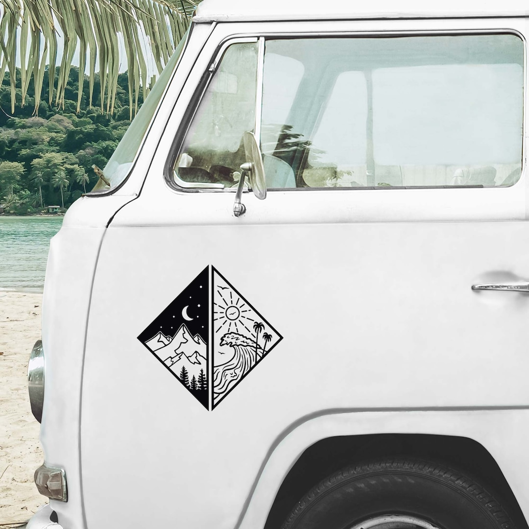 Van Sticker, Camper Sticker, Van Decal, Caravan Sticker, Mountain Beach ...