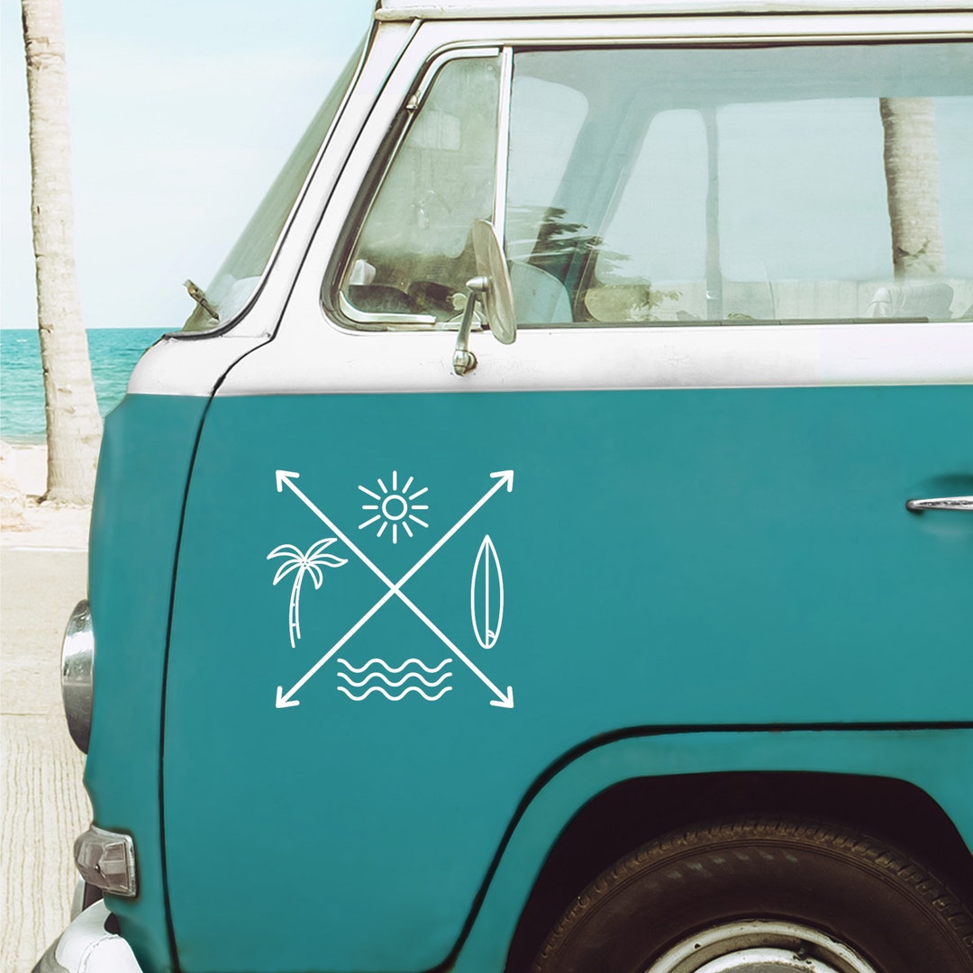 Camper Stickers, Surf Car Sticker, Van Stickers, Surf Car Decal, Van ...