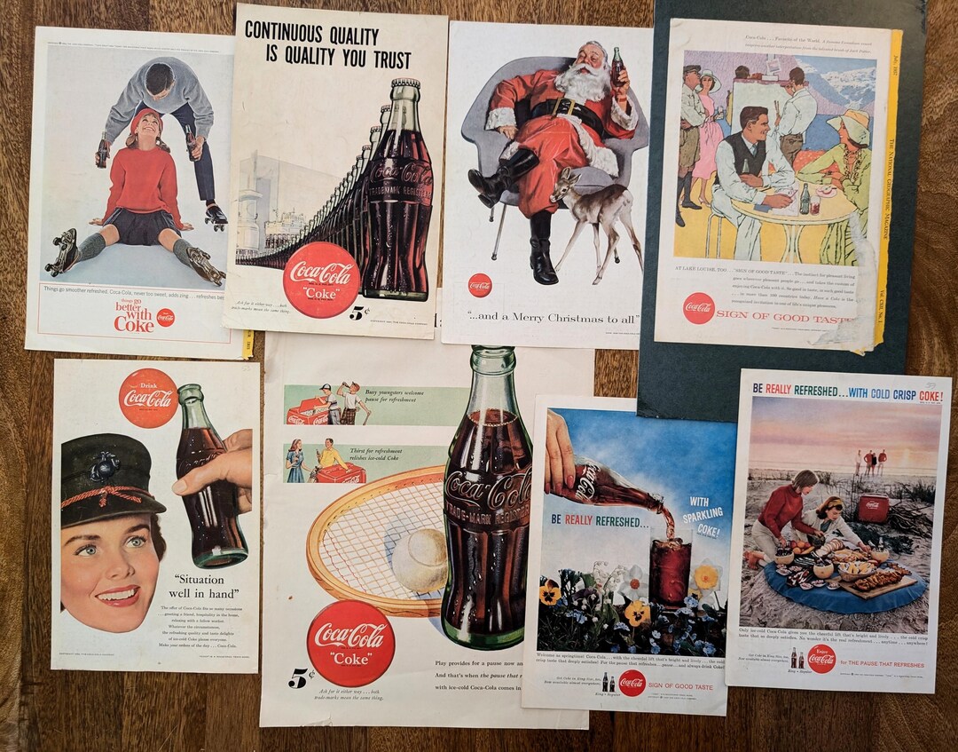 EIGHT, Original, 1946 to 1964, Coca-cola Ads, Vintage Coke Collector ...