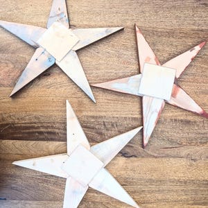 THREE, Rustic Wooden Stars, 17.50 Across, 1 Thick, Solid Wood Decor ...