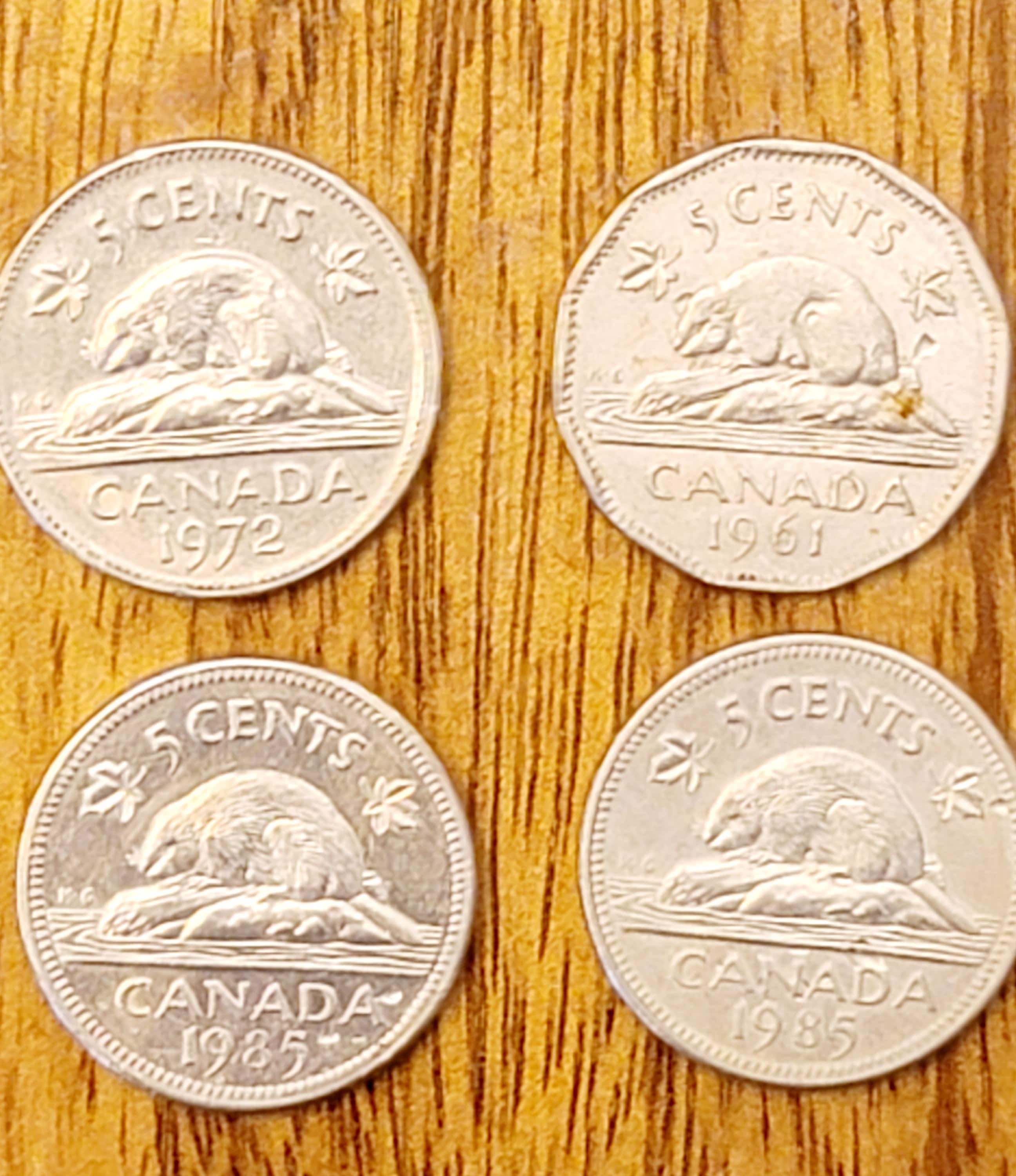 Collection of Four Vintage Canadian Five Cent Coins, Vintage Coin ...