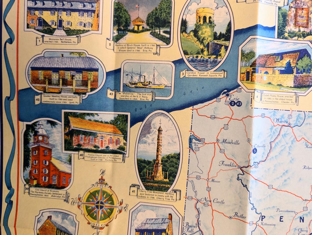 1950, Vintage Map, Boy Scouts, National Jamboree, Valley Forge Souvenir ...