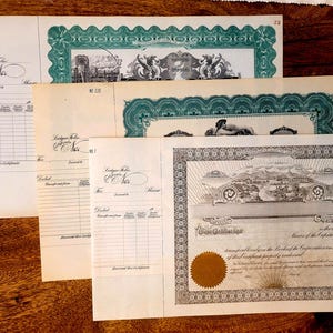 1930s, Vintage Stock Certificates, Antique Paper, Vintage Banking ...