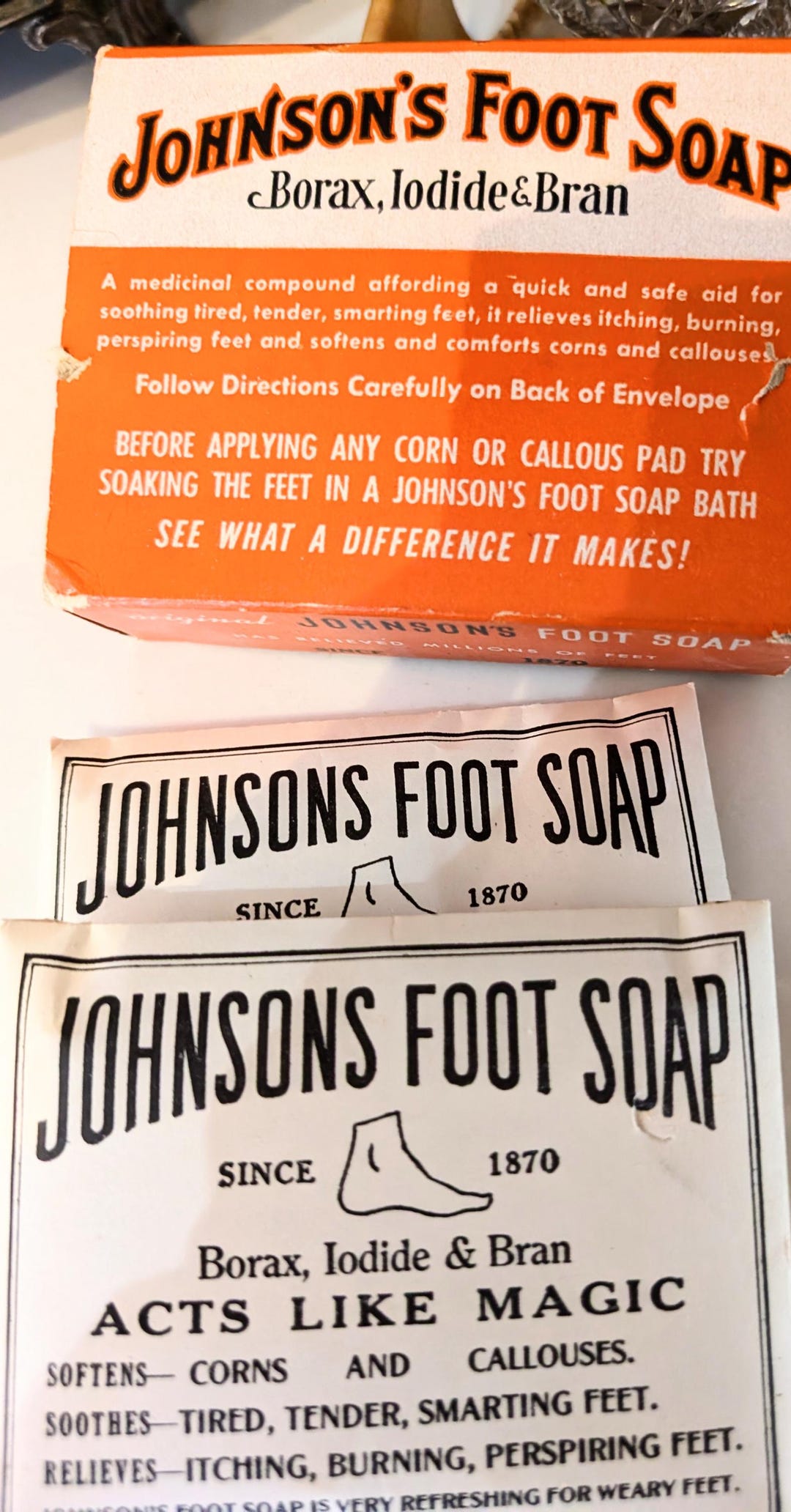 1940s, Johnson's Foot Soap, Vintage Box, Two Unopened Packets, Vintage ...