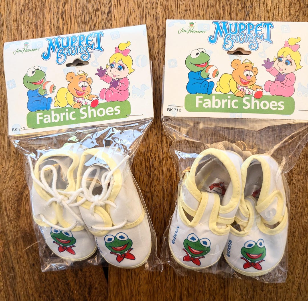 Two Pair, Vintage Baby Shoes, Kermit the Frog, Muppet Collectors ...