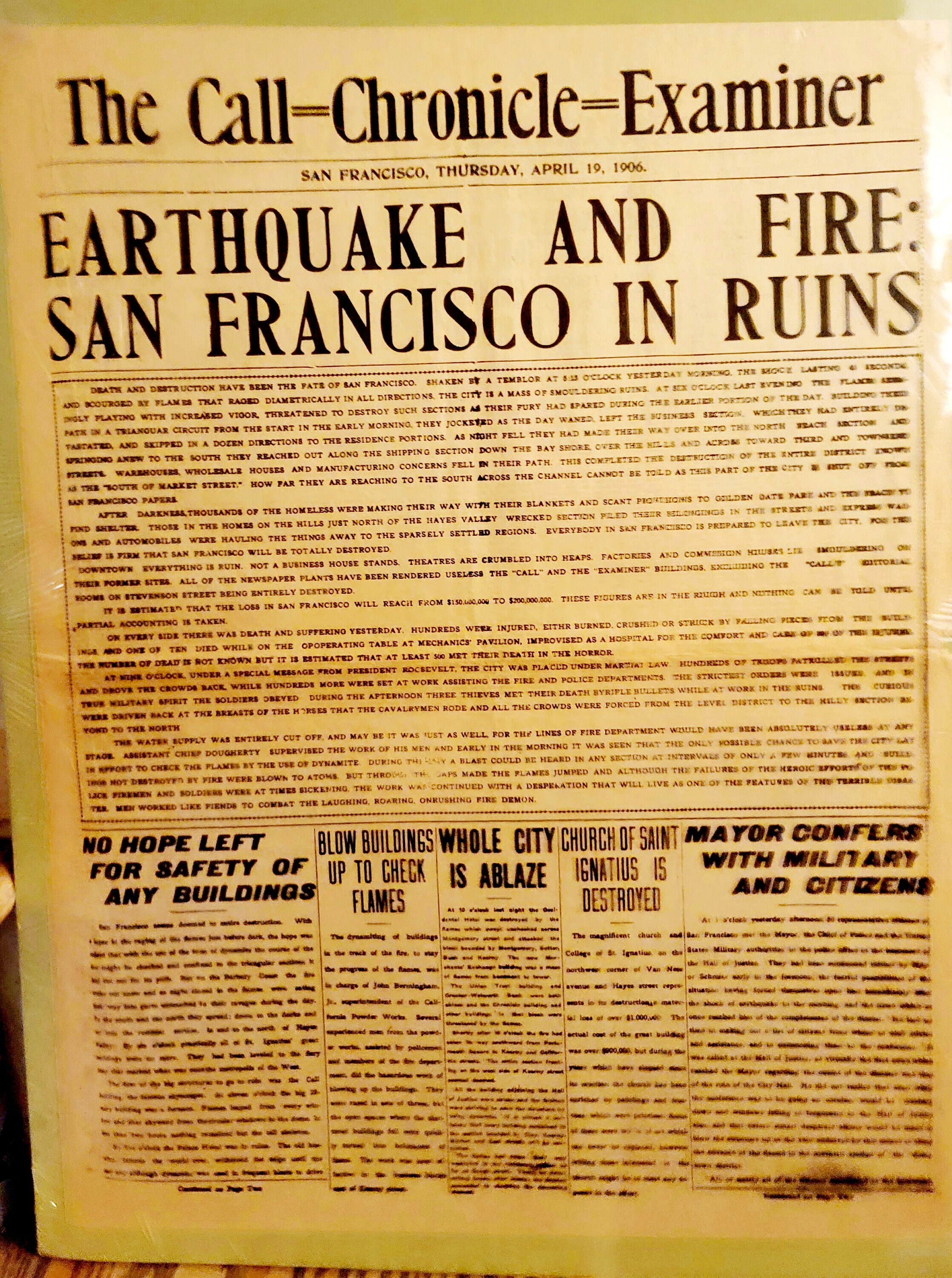 Original 1906 Vintage Paper San Francisco Headlines - Etsy