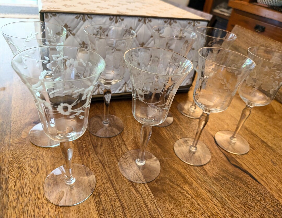 Set of Eight, Crystal Wine Glasses, Likely Lenox, With Storage Case ...