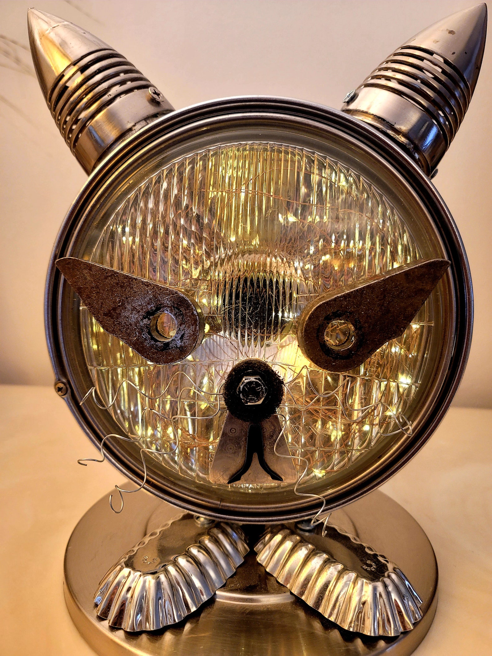 Futuristic Space Fox Chrome Lamp Made With Motorcycle - Etsy