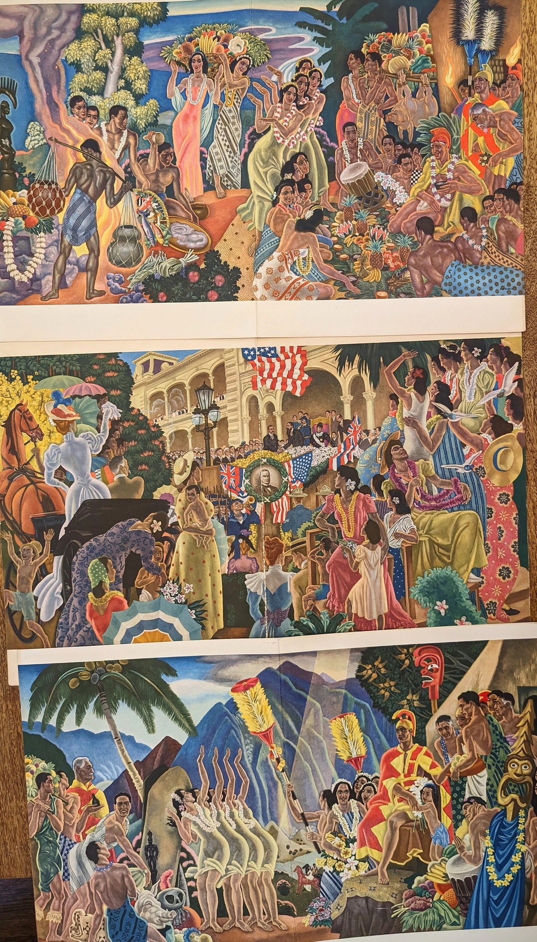 THREE 1950, S.S. Lurline Captain's Dinner, Large Art Lithographs ...