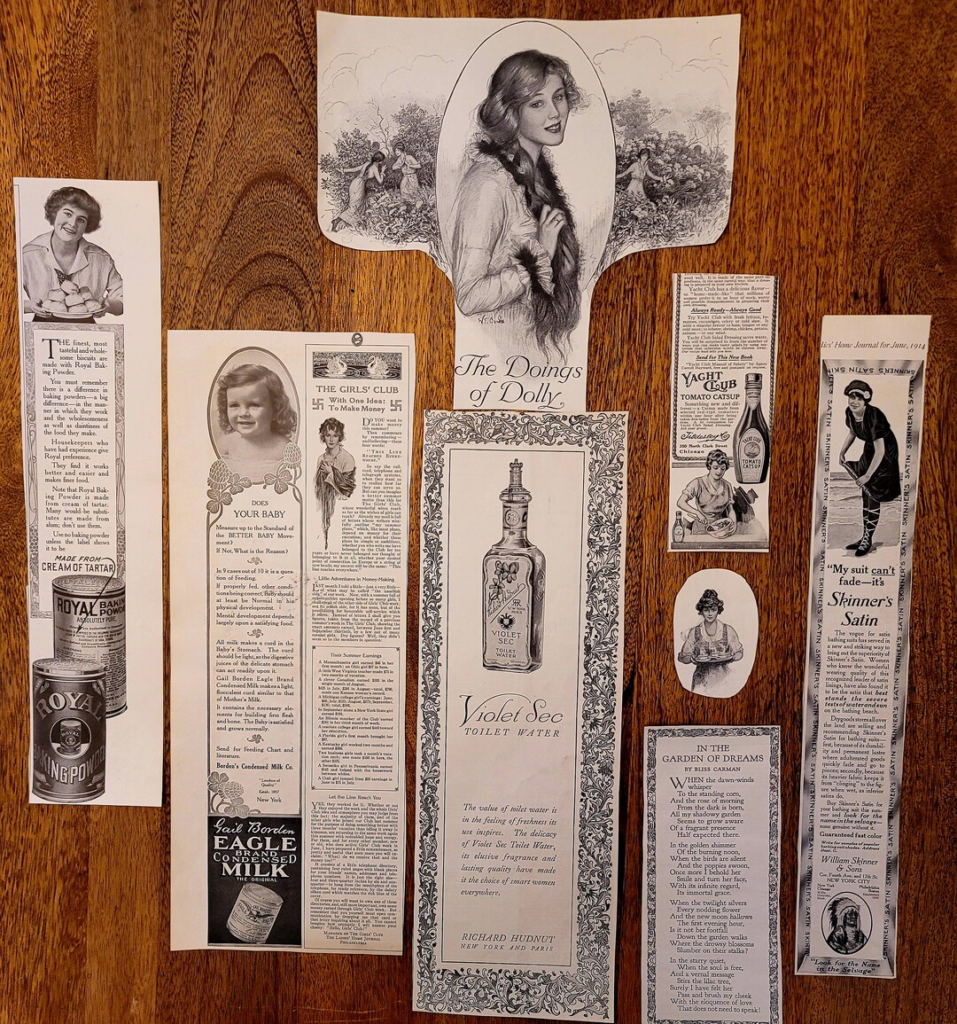 1914, 8 Piece Collection, Vintage Junk Journaling Paper, Antique ...