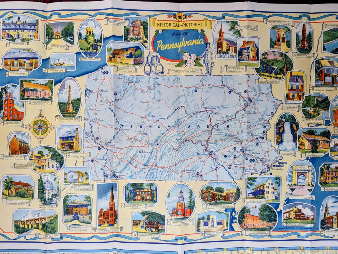 1950, Vintage Map, Boy Scouts, National Jamboree, Valley Forge Souvenir ...