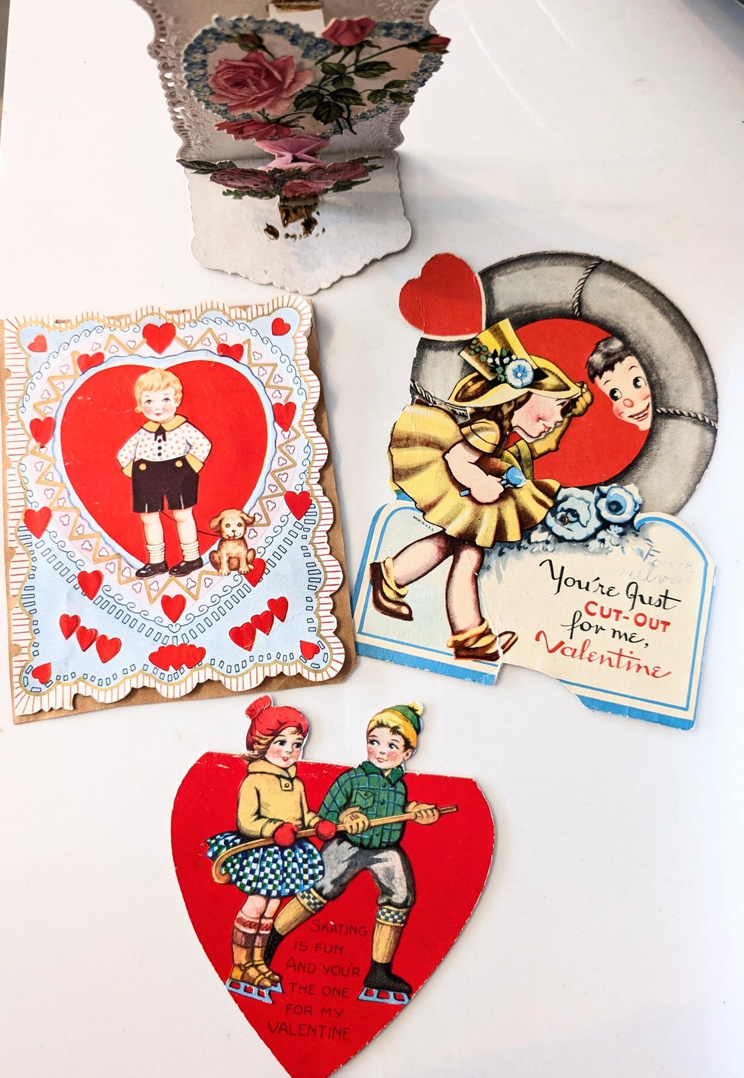 Four, Vintage Valentines Cards, 1930s and 1940s, Antique Valentines ...