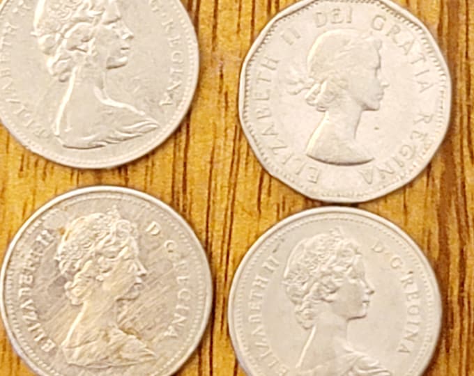 Collection of Four Vintage Canadian Five Cent Coins, Vintage Coin ...