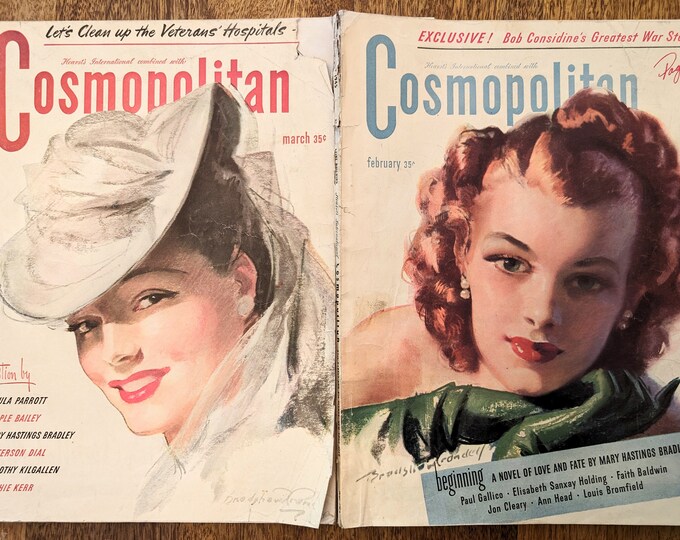 1945, TWO Vintage Cosmopolitan Magazines, Vintage Fashion, Vintage ...
