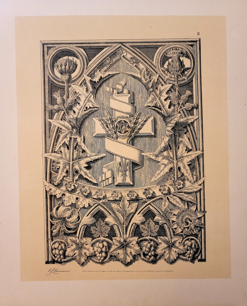 1875, Large Antique Engraving Poster, Lithograph Art Print ...