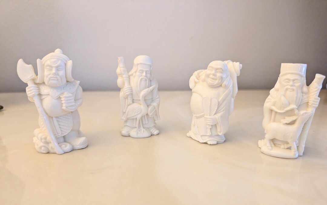 Four, Vintage Chinese, Fu Lu Shou, Resin Art, Good Luck Gift, Peace ...