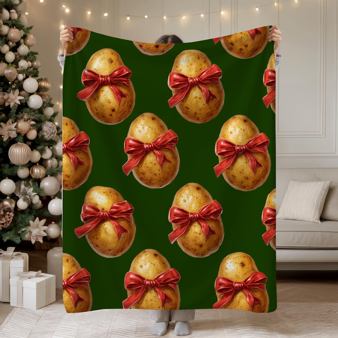 Funny Potato Christmas Blanket, Tacky Secret Santa Gift, Funny Holiday ...
